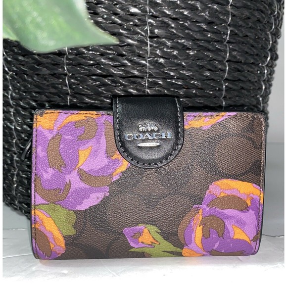 Coach | Bags | Nwt Coach Cl675 Signature Rose Brown Iris Multi Medium ...